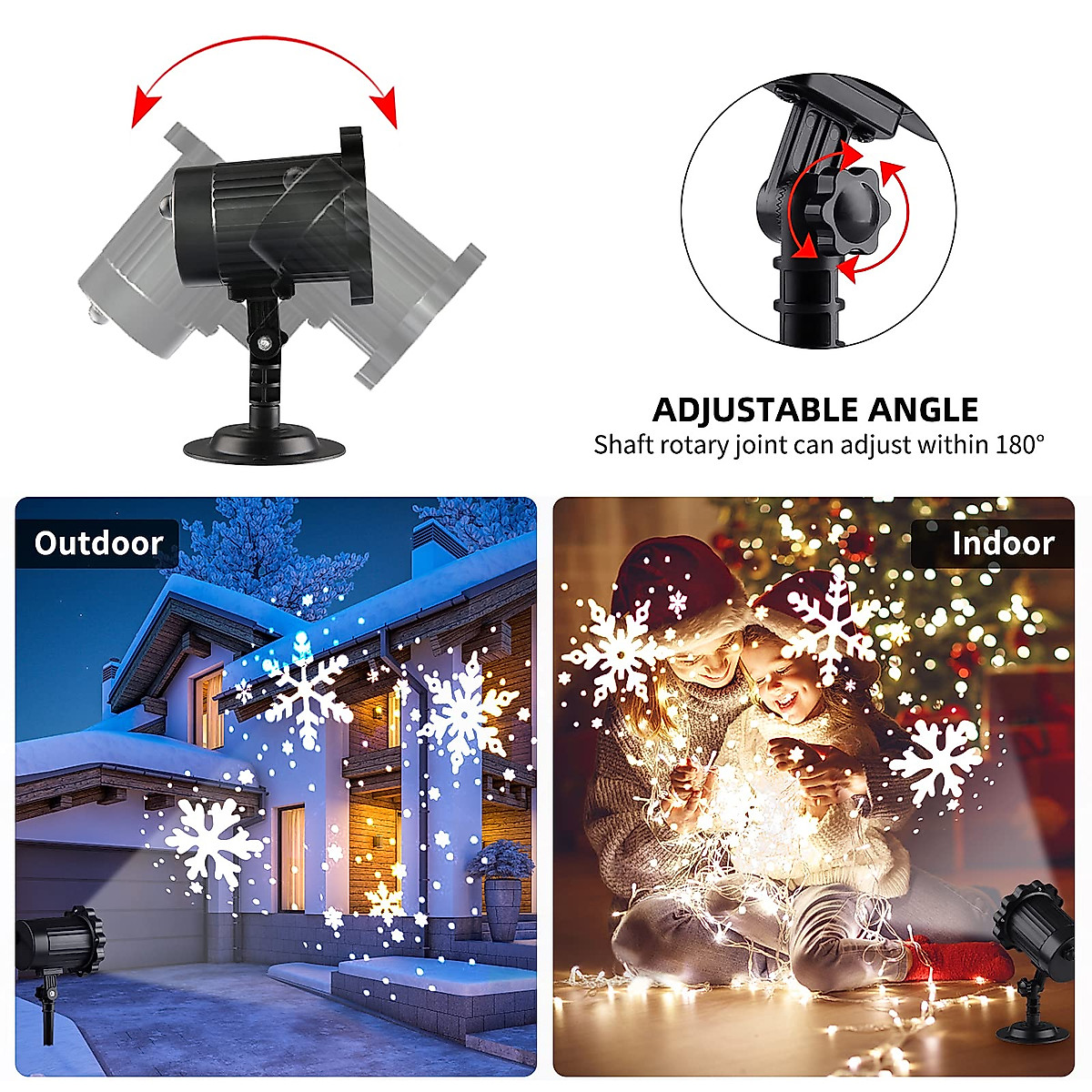 SYOND Christmas Snowflake Projector Lights Outdoor Indoor, Highlight White Snow LED Snowfall Show Projection Lamp,IP65 Waterproof Decorative Lighting for Xmas Home Party Wedding Garden Patio Landscape