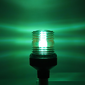 Airshi Boat Stern Light, Stainless Steel Base 33 LED Lamp Beads 10 Inches Height Aluminum Rod Bow Mast LED Anchor Navigation Lights for Fishing Boats (Green), LED Stern Light Boat Anchor Light