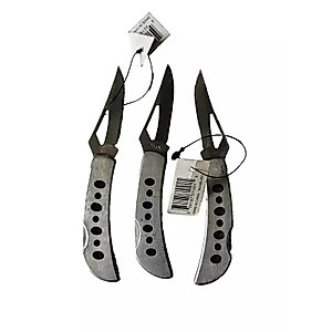 3 PC 440 STAINLESS STEEL Pocketknife Steel Handle & Blade, Lockback, New