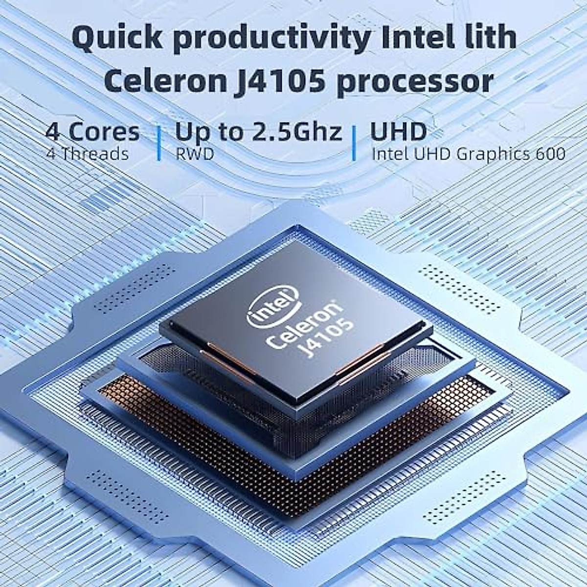 SGIN Laptop, 15.6 Inch 4GB DDR4 RAM 128GB SSD, Laptops with Intel Celeron Quad Core Processor, Intel UHD Graphics 600, WiFi, Bluetooth 4.2, USB3.0, Mini HDMI, Webcam