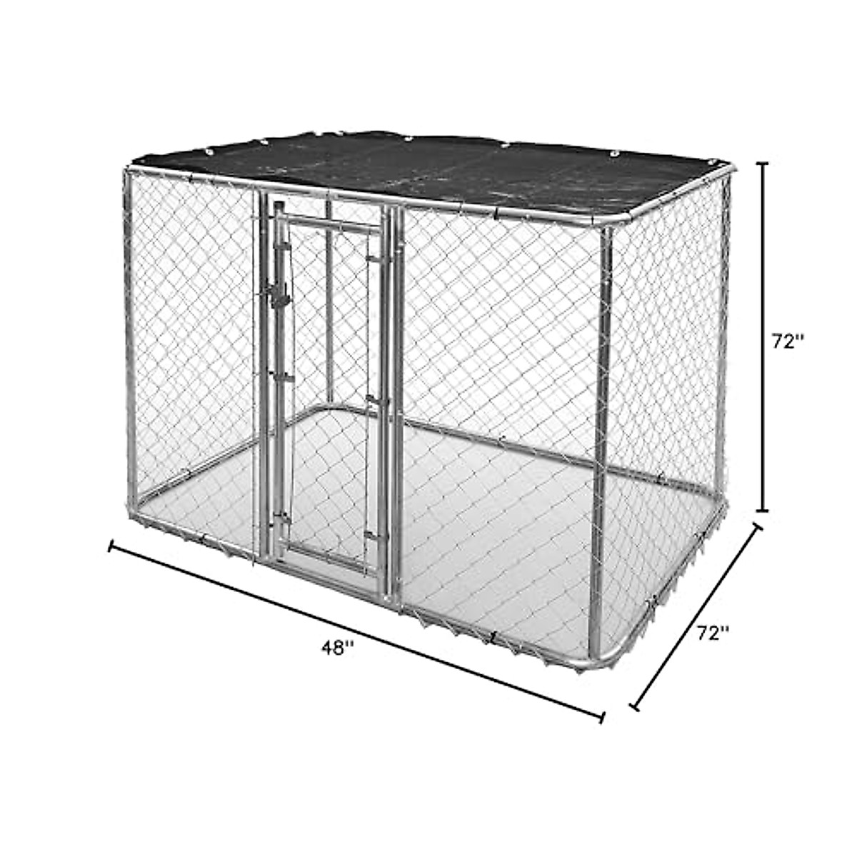 MidWest Homes For Pets Chain Link Portable Kennel with a Sunscreen, 6 by 4 by 4-Feet
