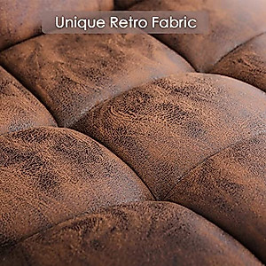 SUPERJARE Bar Stools Set of 2-360° Swivel Barstools with Back, Adjustable Height Bar Chairs, Modern Counter Height Chairs for Pub Kitchen, Vintage Brown, Fabric