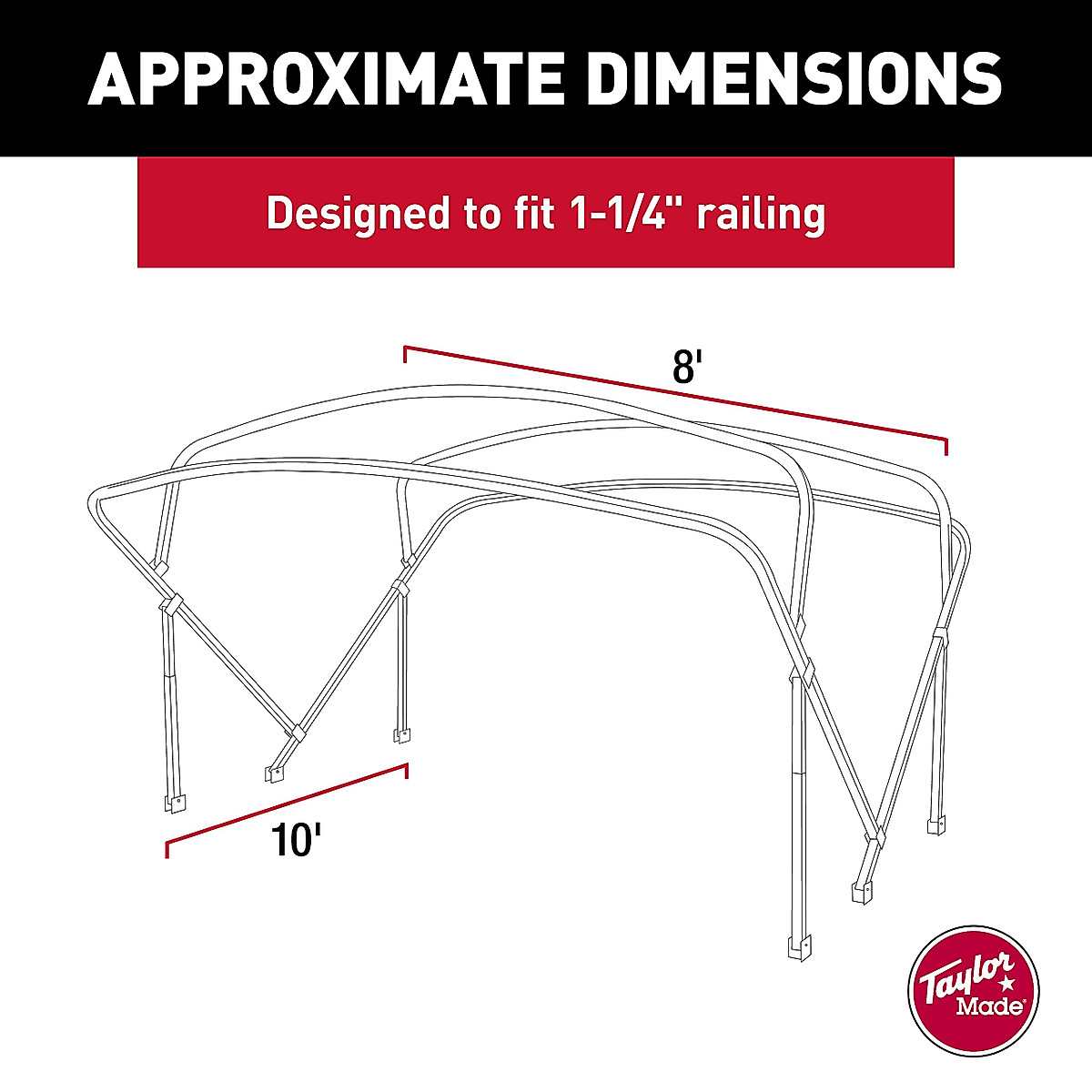 TAYLOR MADE PRODUCTS Manual Bimini Kit - 8'W x 10'L (Black)