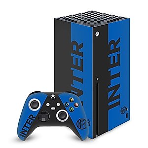 Head Case Designs Officially Licensed Inter Milan Blue and Black Full Logo Vinyl Sticker Gaming Skin Case Cover Compatible with Xbox Series X Console and Controller Bundle