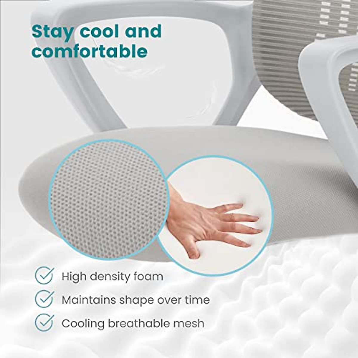 Office Chair, Mid Back Desk Chair1 Ergonomic Mesh Computer Gaming with Larger Seat, Executive Height Adjustable Swivel Task with Lumbar Support Armrest for Women Adults