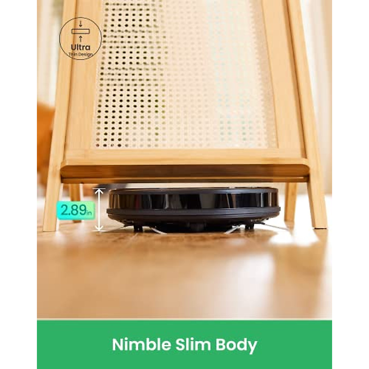 Vactidy Nimble Robot Vacuum Cleaner, 2000Pa Strong Suction Robotic Vacuums, Super Slim, Quiet, Schedule Setting, Self-Charging, App/WiFi/Alexa/Siri Control, Ideal for Hard Floor, Carpet, Pet Hair