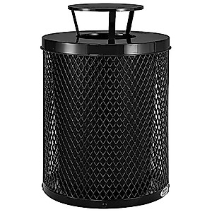 Global Industrial Thermoplastic Coated Mesh Receptacle w/Rain Bonnet Lid, 36 Gallon, Black