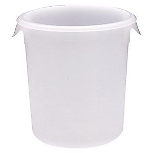Rubbermaid Commercial Products Plastic Round Food Storage Container for Kitchen/Food Prep/Storing, 4 Quart, White, Container Only (FG572100WHT)