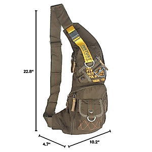 INNTURT Nylon Sling Bag Backpack Shoulder Bag Daypack Large Army Green