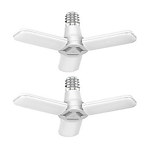 QUANXI 2 Packs LED Garage Lights 30W, 3000 Lumens, Ceiling Lights for Garage,E26 Tribright LED Ceiling Light, 3 Adjustable Panels Garage Light Bulb for Garage, Warehouse, Workshop, Basement