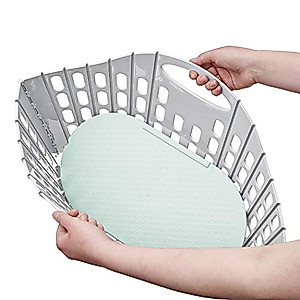 Addis Fold Flat Easy Store Laundry Basket Hamper, Grey & Mint, 35 Litre