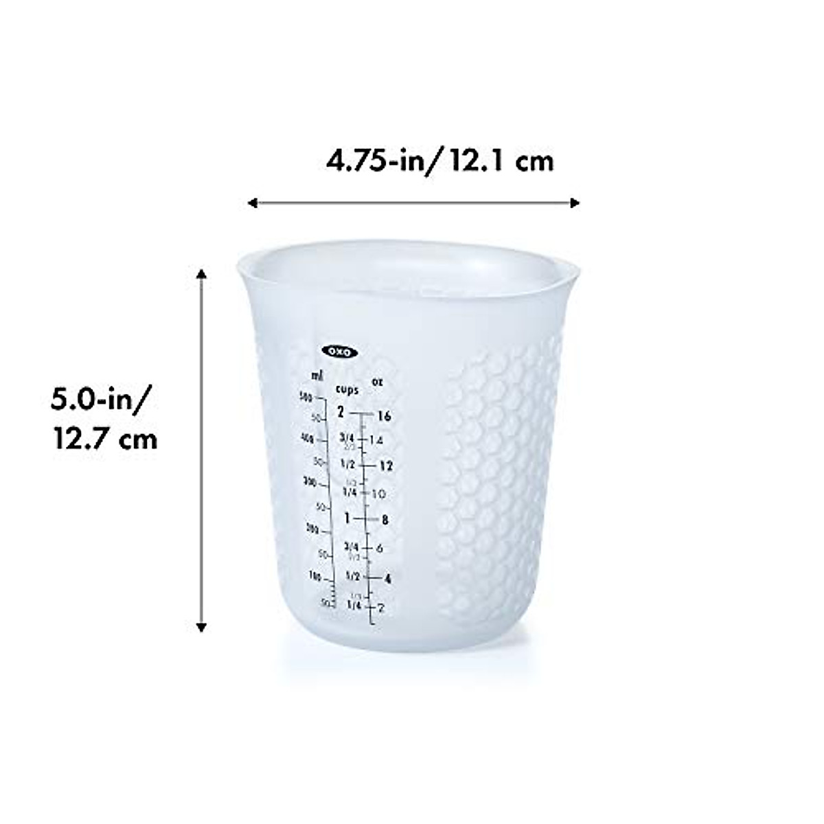 OXO Good Grips 2-Cup Squeeze & Pour Silicone Measuring Cup with Stay-Cool Patternt, Clear
