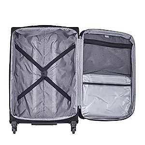 DELSEY Paris Sky Max Softside Expandable Luggage with Spinner Wheels, Black, Checked-Medium 25 Inch
