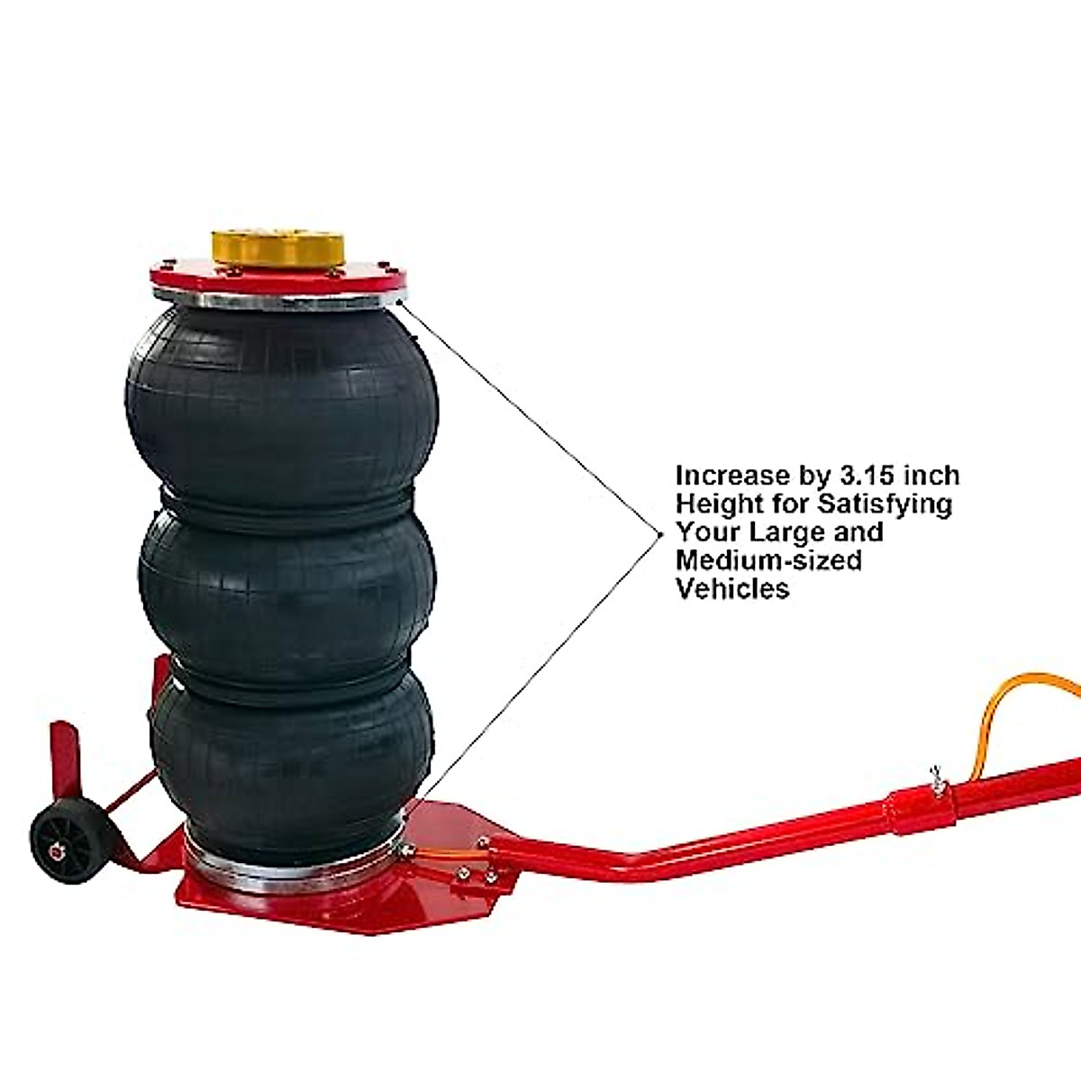 ATPTYSKJ Air Jack, 3 Ton/6600 lbs Triple Bag Air Jack, Air Bag Jack Lift Up to 17.72 Inch, 3S Fast Lifting Air Bag Jack Suitable for Long Handled Cars (Red)