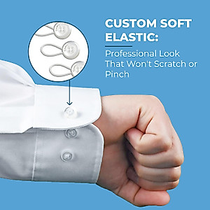 Premium 3-Pack of Collar Extenders (White Buttons) for Men and Women - Magic Extension for Shirts of All Kinds, Soft & Elastic Design - Button Extender for Dress Shirts - Neck Button Extender