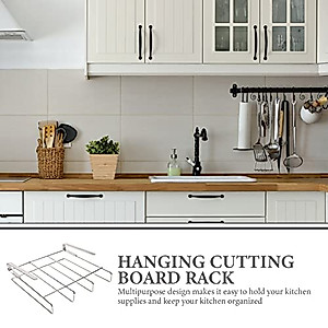 Anneome Hanging Cleaning Rack Over Stand Kitchen Holder Organizer Door The Racks Cabinet Metal Bakeware Pot for Mount Supplies Chopping Under Lid Board Cutting Silver Wall Shelf
