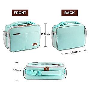 Lunch Bag with Adjustable Straps Bento Box Tote Shoulder Bag Food Grade Aluminum Foil Lining Keeps Bentos Warm and Drinks Cold,  Suitable for Office Workplace, Travel, Picnic, Beach