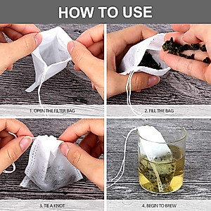 YGDZ Tea Filter Bags for Loose Tea, 200pcs Disposable Empty Loose Leaf Tea Bags (2.76 x 3.54 inch, 3.15 x 3.94 inch)