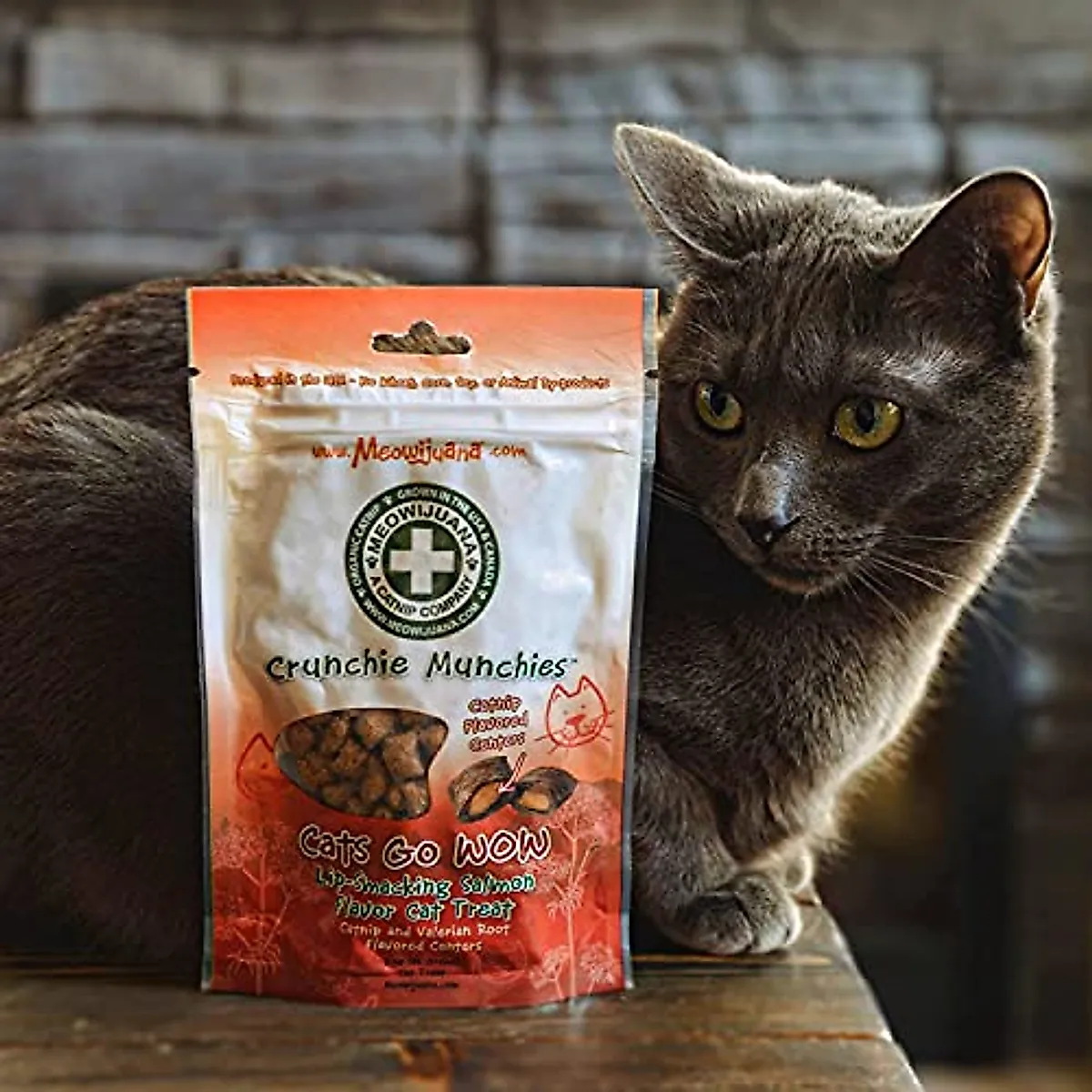 Meowijuana | Crunchie Munchie Bundle | Chicken and Fish Combo Pack | Organic Catnip Center | Grown in The USA | Promotes Cat Health | High Potency Cat Treats | Feline and Cat Lover Approved