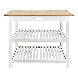 Casual Home Solid Hardwood Top, Natural/White, 40" W (373-91) Kitchen Island, Natural&White