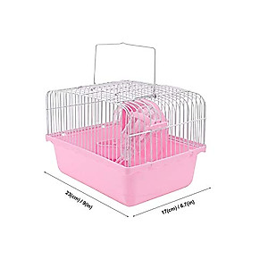Hamster Cage Travel Carry Rat Cage Small Pets Supplies Hamster Toy Accessories (Pink)- Chinchilla Cage
