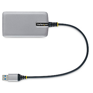 StarTech.com 3-Port USB Hub with Ethernet - 3X USB-A Ports - Gigabit Ethernet (RJ-45) - USB 3.0 5Gbps - Bus-Powered - 1ft/30cm Long Cable - Portable Laptop USB Hub Adapter w/GbE (5G3AGBB-USB-A-HUB)