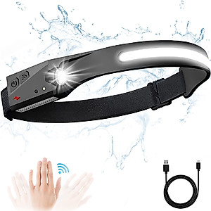 Myasrelae Night Buddy Headlamp - Waterproof Rechargeable Headlamp LED, Lampe Frontale 230° Wide Headlight Lightweight with 5 Modes & Smart Sensor Outdoor Headlamps (Black)