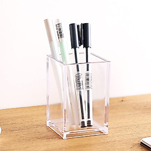 Newkita 2 Pack Clear Acrylic Pencil Pen Holder Cup, Clear Makeup Brush Holder, Acrylic Cosmetic Brushes Storage