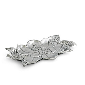 Arthur Court Designs Aluminum Magnolia Flower Tray 8 inch X 13.5 inch