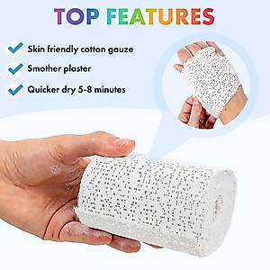 12pc Plaster of Paris Rolls - Fast Setting Gauze for Mache, Belly Casting, & Sculptures | Art and Craft Bandages, Wraps, Masks