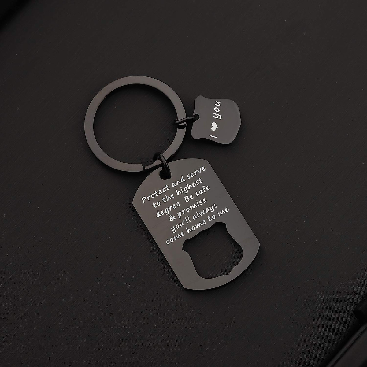 Police Officer Gift Protect And Serve Be Safe And Come Home To Me Keychain Cop Gift For husband Police Graduation Gift (Protect Serve-black Key)