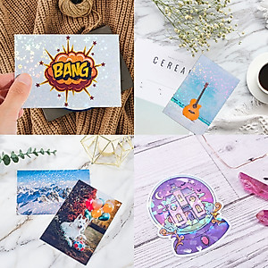 24 Sheets Vinyl Printable Sticker Paper A4 Size (8.25" x 11.7") Holographic Glossy Sticker Paper Self-Adhesive Waterproof Dries Quickly For Inkjet/Laser Printer