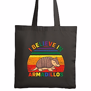 Unique Gift for Armadillo Lovers Black Multicolor Canvas Tote Bag