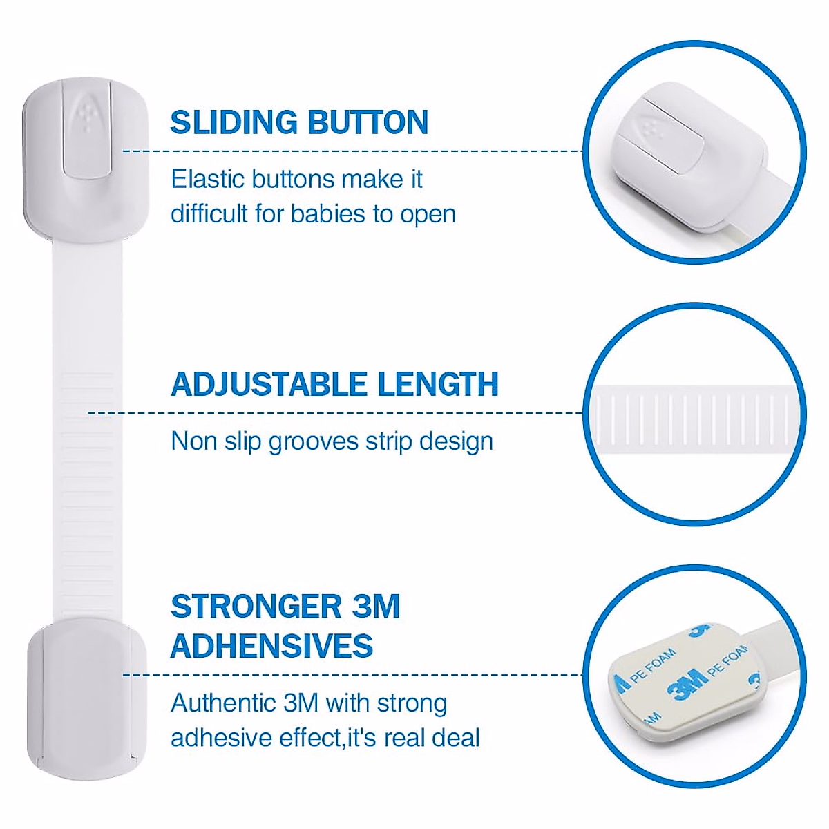 12 Pack Cabinet Locks for Babies with 36 Pack Must Use Outlet Covers-Easy no Drilling Installation-Adjustable Baby Locks with 3M Adhesives-Multi Use for Cupboard, Oven, Fridge, Toilet