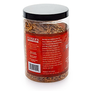 Fluker's All Natural Large Sun-Dried Red Shrimp, High Protein Treats, Aquatic Turtle Food, Great for Aquatic Frogs, Tegus, Monitors, and Tropical Fish, 5 oz