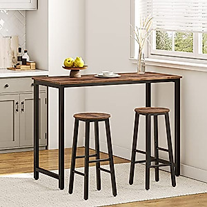 HOOBRO Bar Stools Set of 2, Counter Height Bar Stools, 25.8" Bar Stools for Kitchen Island, Industrial Kitchen Bar Chairs, for Dining Room, Kitchen, Bar, Rustic Brown and Black BF07BY01G1