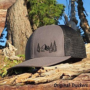 Grace Folly Trucker Hat for Men or Women- Many Cool Designs (Mountain- Gray)