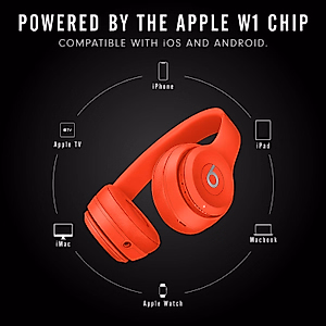 Beats Solo3 Wireless On-Ear Headphones - Apple W1 Headphone Chip, Class 1 Bluetooth, 40 Hours of Listening Time, Built-in Microphone - Red