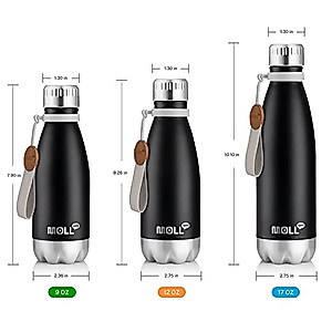 Mollcity 9 oz Water Bottle-Stainless Steel Water Bottle for School Insulated Vacuum Metal Leak Proof Cola Shape Mini Water Bottle for Boys Girls(Black)