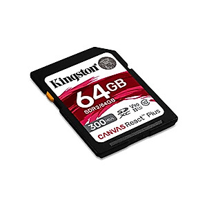 Kingston Canvas React Plus 64GB SD Card | SDXC UHS-II | 300R/260W U3 V90 | Full HD/4K/8K | SDR2/64GB