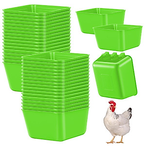 Maxdot 20 Pcs Cage Cups Chicken Feeder Waterer 16 oz Birds Feeders Hanging Bunny Cage Feeder Chicken Water Bowl for Pet Parrot Rooster Parakeet Gamefowl Poultry Pigeon Wire Cage (Green)