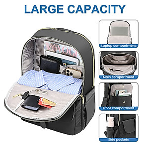 LOVEVOOK Laptop Backpack for Women, Stylish Laptop Bookbag, Water Resistant Travel Backpack, Carry On College School Backpack, Fits 15.6" Laptop (Black, M- 15.6 inches)