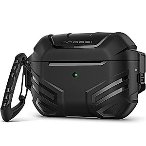 MOBOSI for AirPods Pro 2nd/1st Generation Case Cover with Lock, Military Grade AirPod Pro 2 Case for Men Women, Full-Body Shockproof Protective Case with Keychain for AirPods Pro(2023/2022/2019),Black