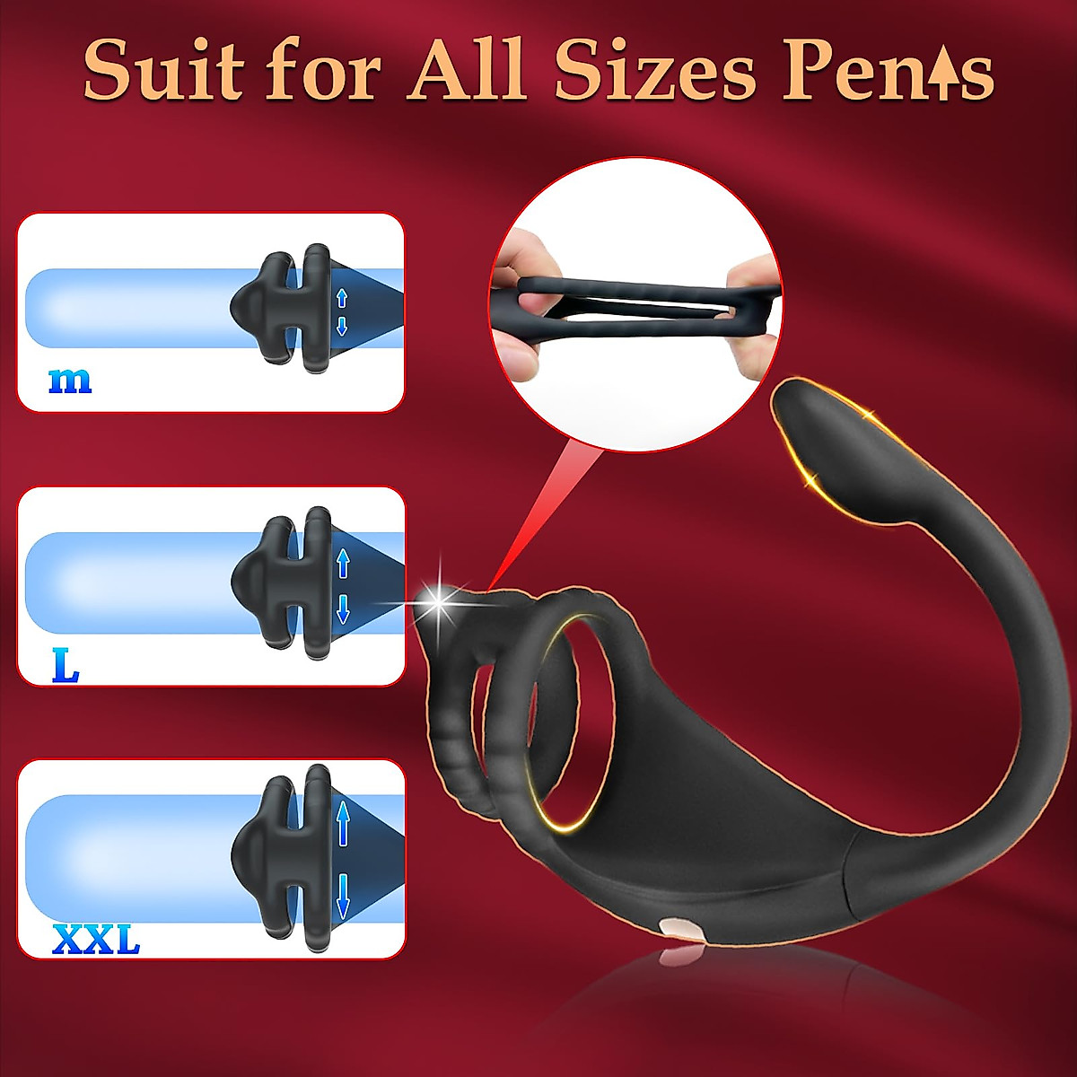 APP Controlled Vibrating Cock Ring with Mini Bullet - Remote Control Prostate Sex Toy and Anal Plug for Men