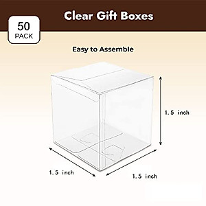 ysmile Clear Favor Box Small Transparent Plastic Box in Bulk Cube for Wedding, Baby Shower 1.5" 50 ct from