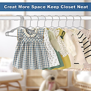 Kids Hangers,12.4 Inches Stainless Steel Heavy Duty Baby Clothing Hangers 20 Pack,Space-Saving Non-Slip Metal Wire Hangers for Kids,Baby,Toddler,Children Clothes