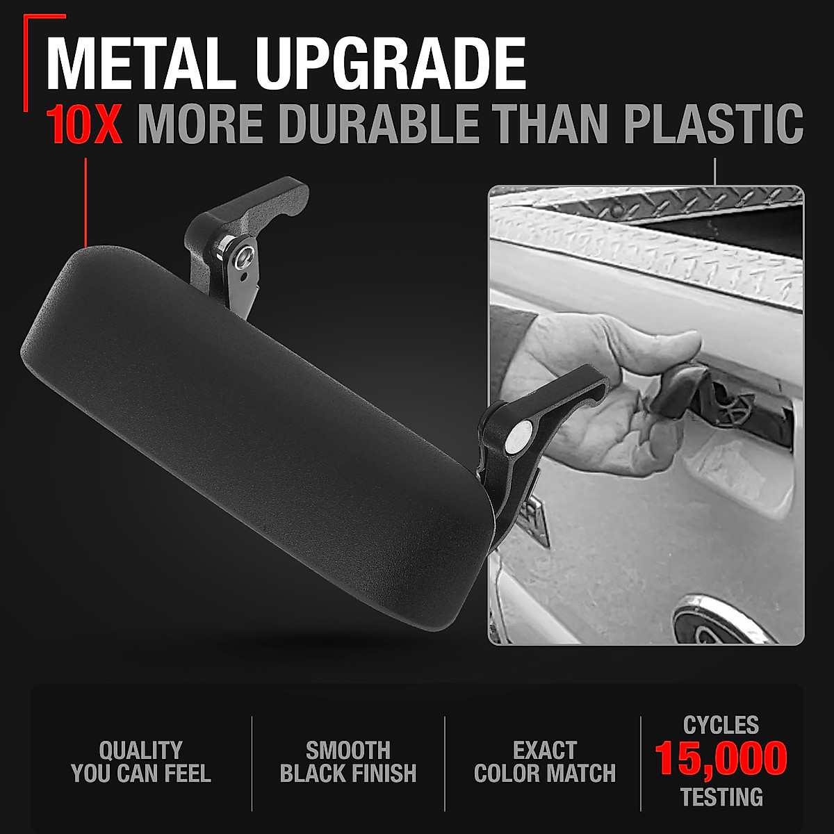 TRUBUILT1 AUTOMOTIVE Tailgate Handle Assembly - Compatible with 1998-2011 Ford Ranger - Liftgate Latch Exterior Rear Handle - Textured Metal - OEM 1L5Z9943400AAA, 1L5Z-9943400-AAA