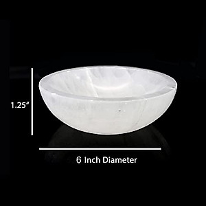 Selenite Crystal Bowls for Smudging, Healing, Recharging Crystals | Pure Selenite Smudge Bowl & Crystal Charging Station Ethically Sourced in Morocco (6 Inch (Pack of 1))