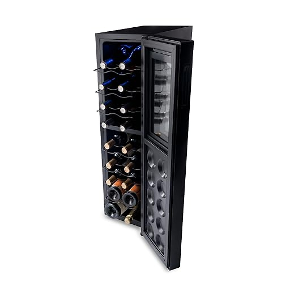 NewAir Shadow-T Series 18 Bottle Thermoelectric Wine Fridge, Dual Temperature Zones, Countertop Wine Refrigerator, Mirrored Compact Wine Cellar, Double-Layer Glass Door Cooler, Vibration-Free