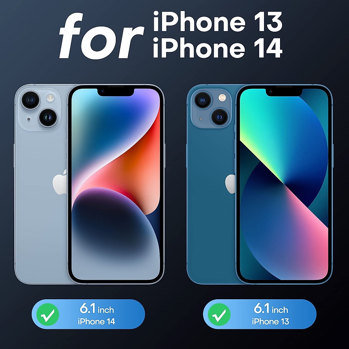 TAURI 3-in-1 Magnetic Designed for iPhone 13 for iPhone 14 Case, [Compatible with MagSafe] with 2 Screen Protector, Shockproof Phone Case for iPhone 13/14, Blue